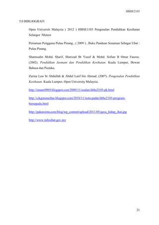 HBHE2103 Pendidikan Kesihatan Bersepadu | PDF