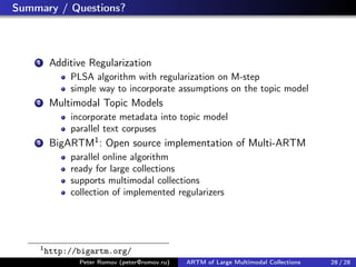 Non-Bayesian Additive Regularization for Multimodal Topic Modeling of ...