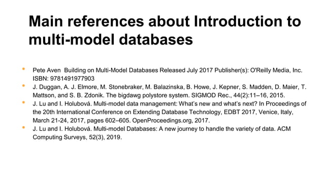 Multi Model Data Query Languages And Processing Paradigms Ppt