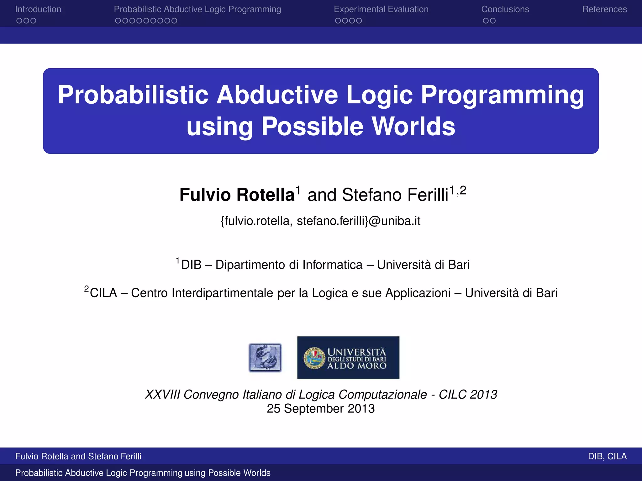 Probabilistic Abductive Logic Programming using Possible Worlds | PDF | Programming Languages ...