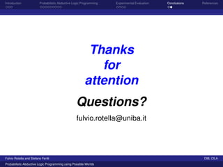 Probabilistic Abductive Logic Programming using Possible Worlds | PDF | Programming Languages ...