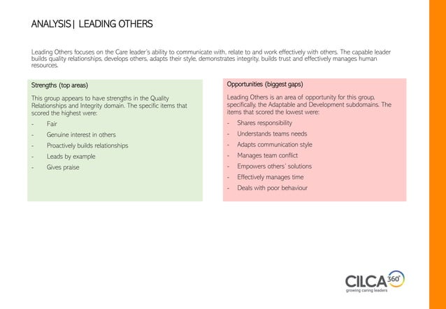 CILCA 360 sample aggregate report | PPT