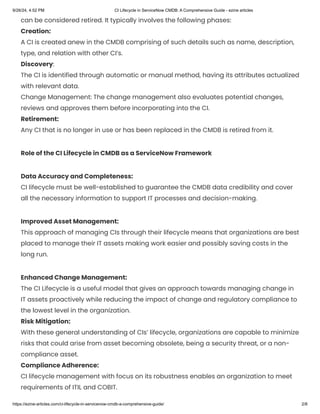CI Lifecycle in ServiceNow CMDB_ A Comprehensive Guide.pdf | Databases ...
