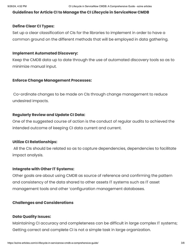 CI Lifecycle in ServiceNow CMDB_ A Comprehensive Guide.pdf | Databases | Computer Software and ...