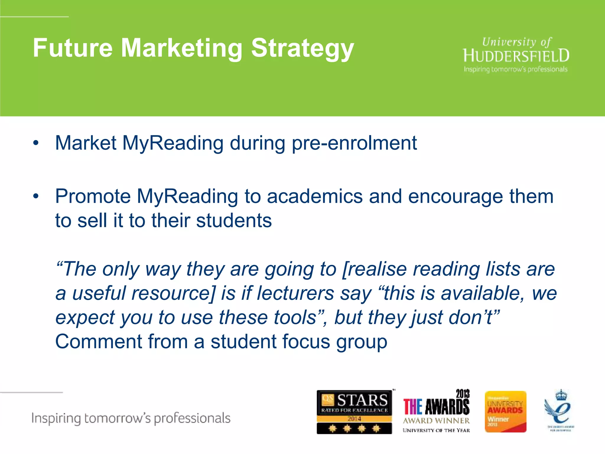 University of Huddersfield - MyReading | PPTX