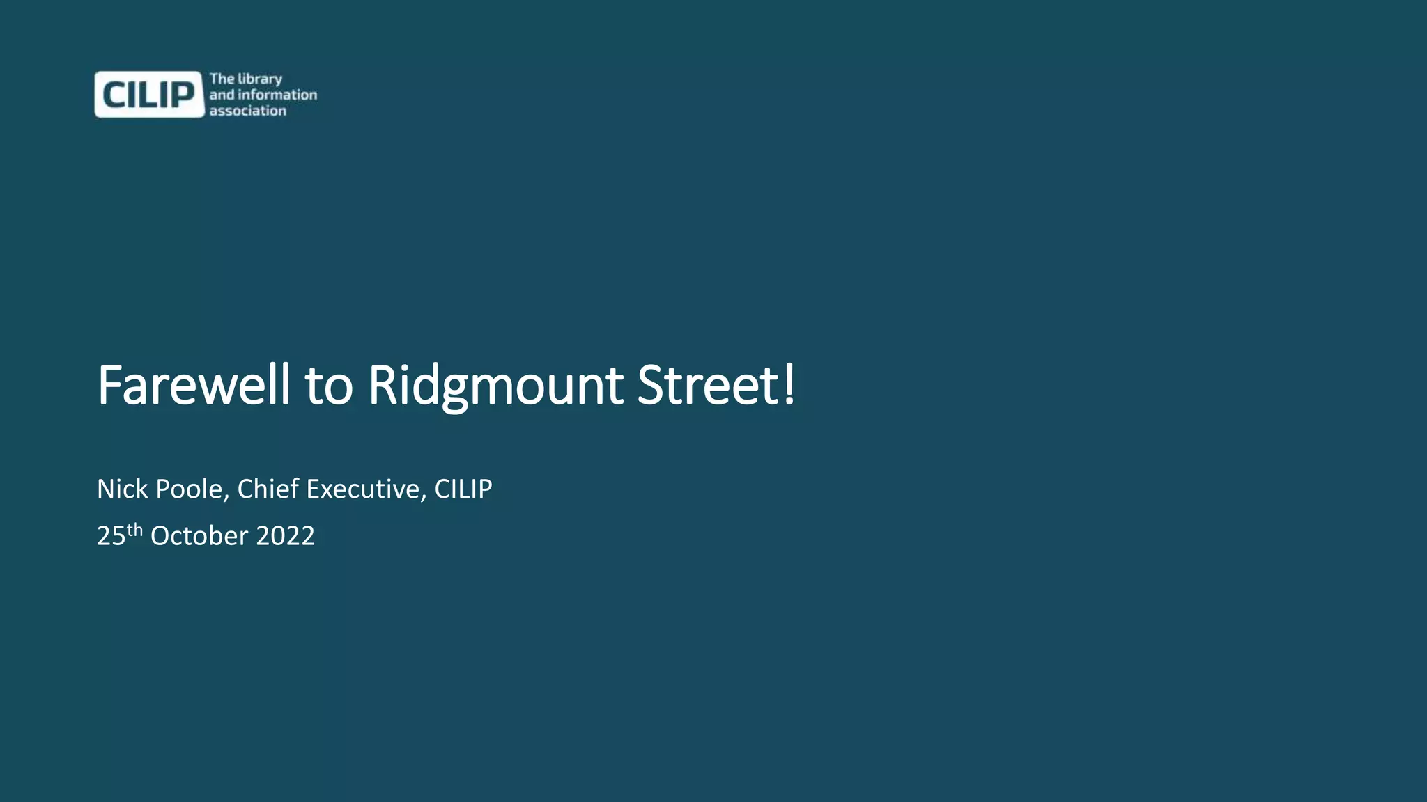 CILIP @ 125 - our past, present and future | PPT