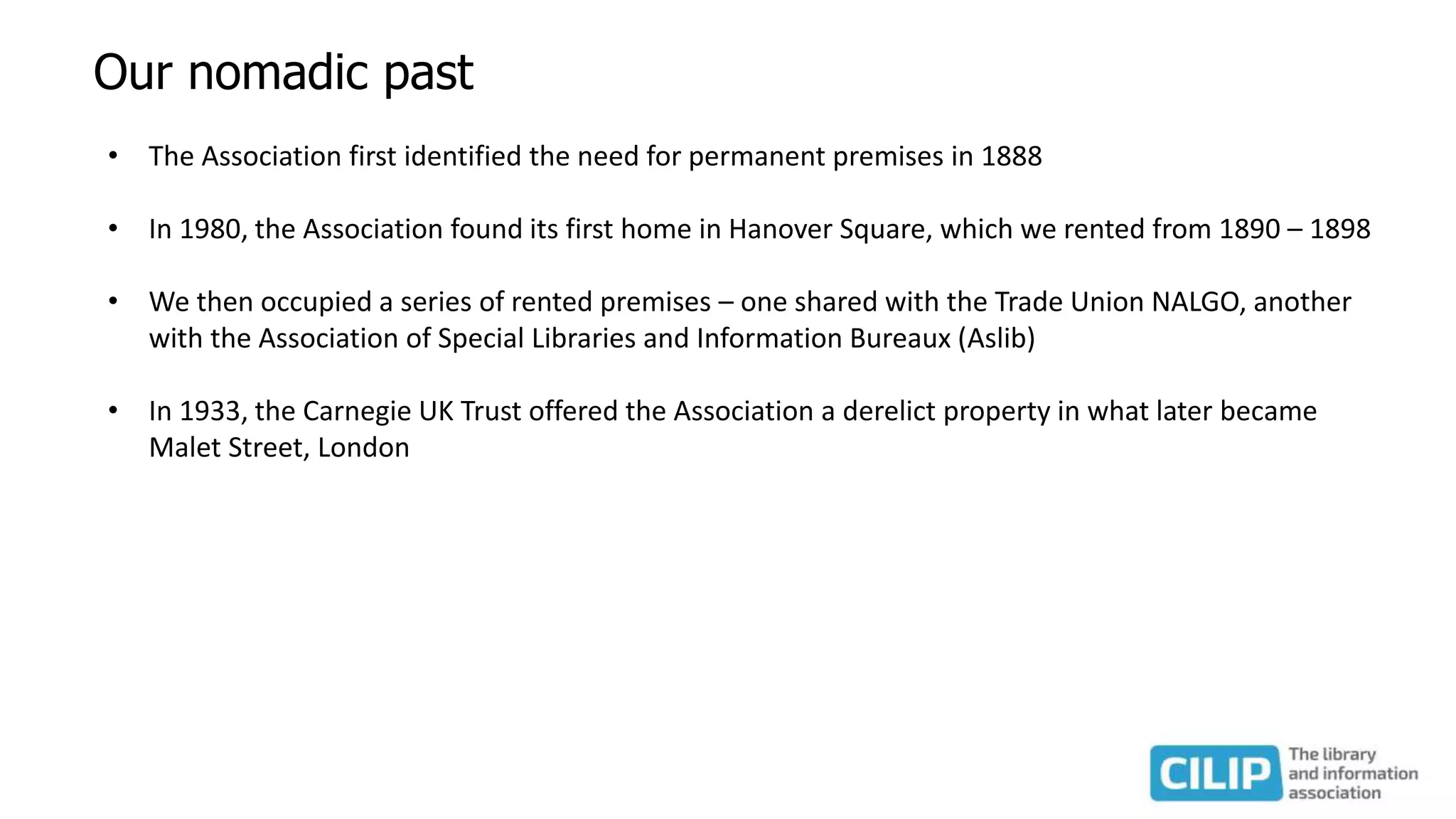 CILIP @ 125 - our past, present and future | PPT