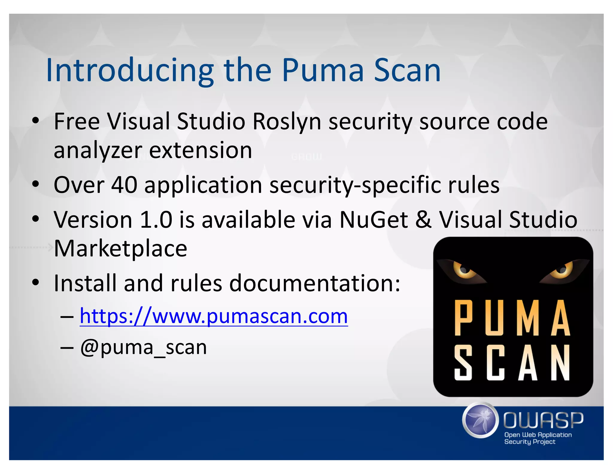 Continuous Integration: Live Static Analysis with Puma Scan | PDF
