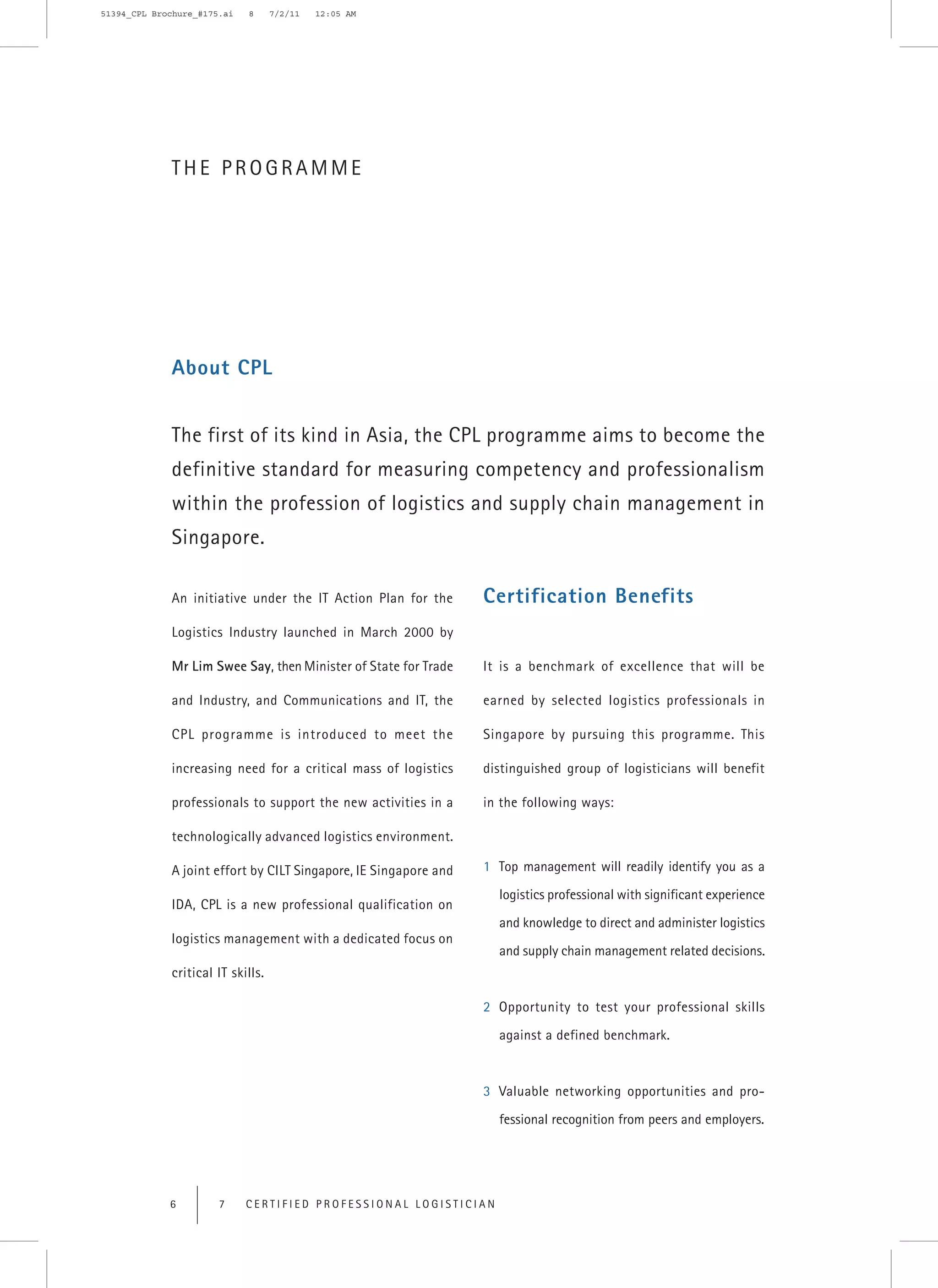 Cilt Singapore (Cpl Brochure) | PDF