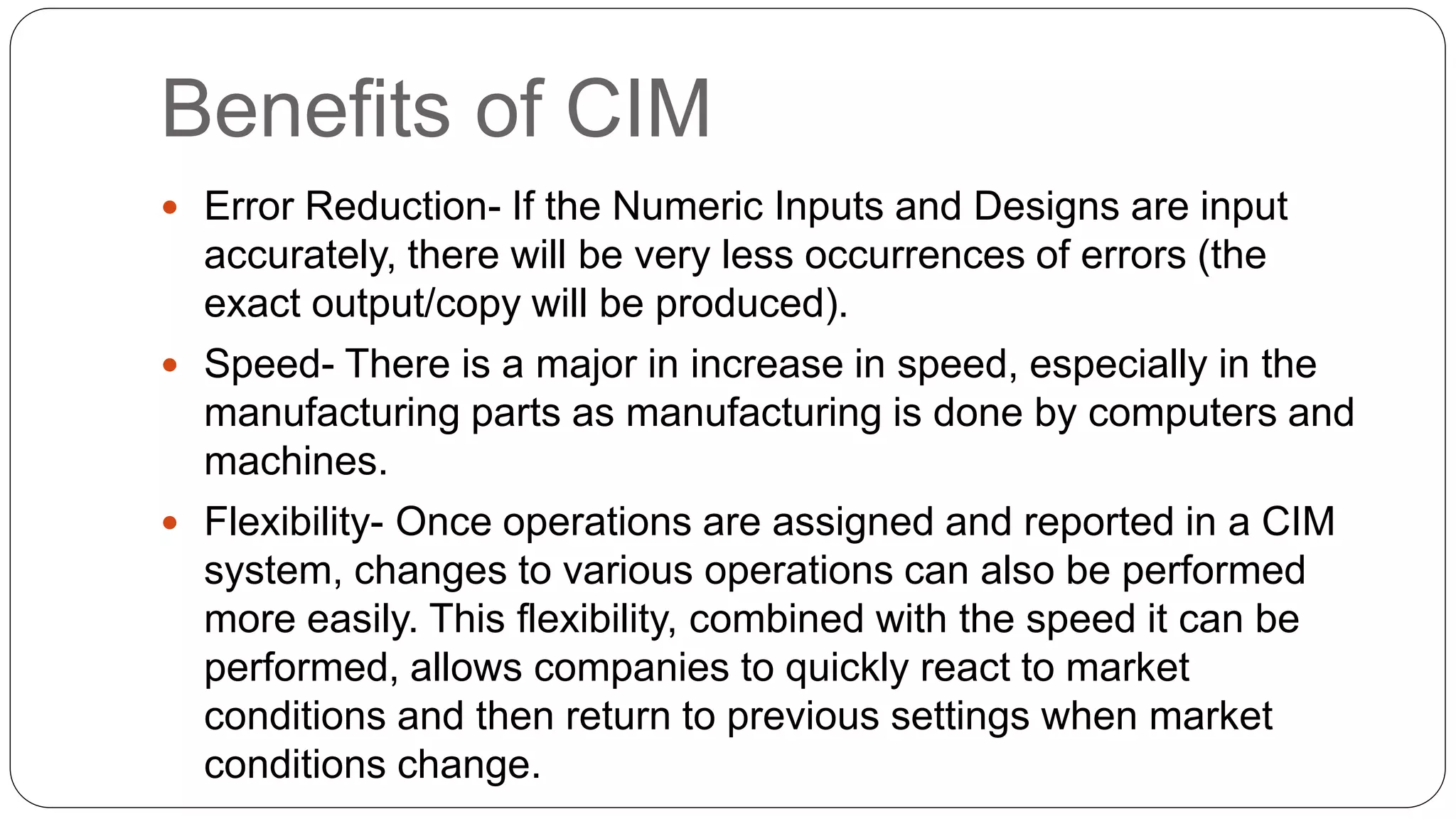 CIM Computer Integrated Manufacturing | PPTX