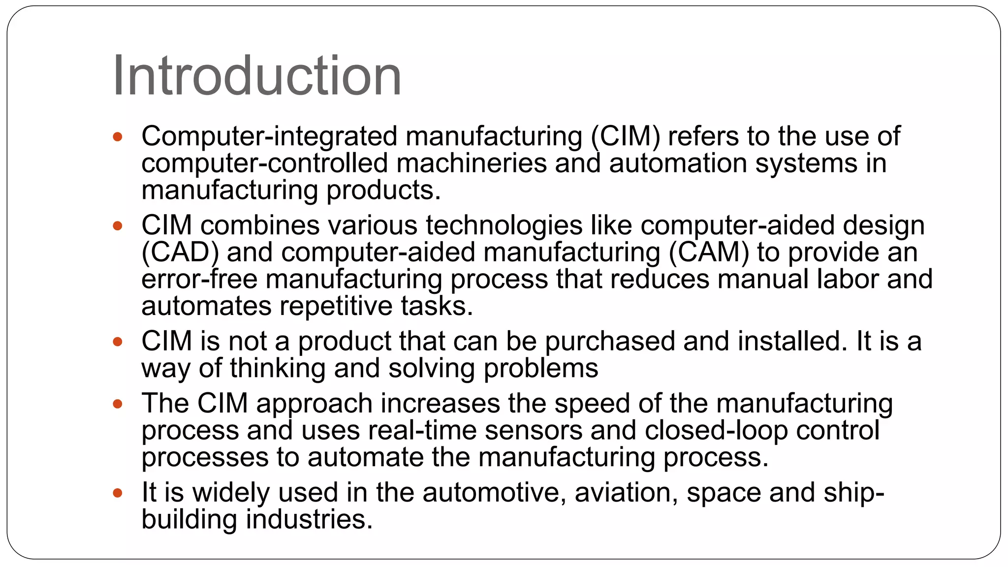 Cim Computer Integrated Manufacturing Ppt 