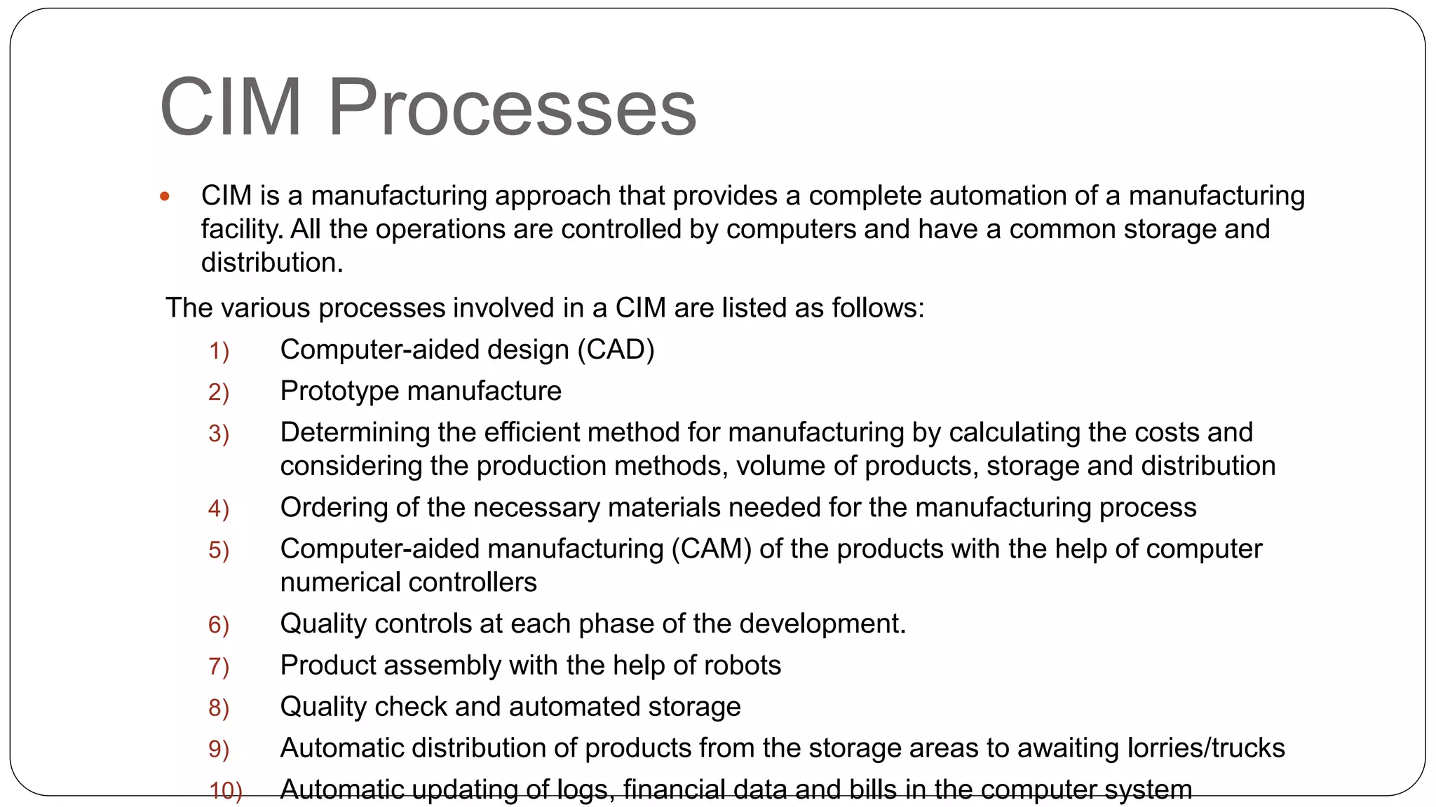 CIM Computer Integrated Manufacturing | PPTX