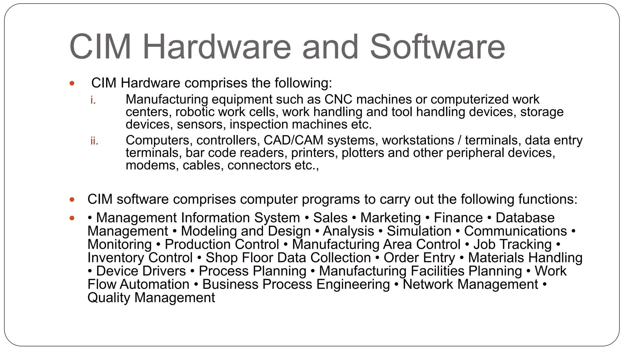 CIM Computer Integrated Manufacturing | PPTX