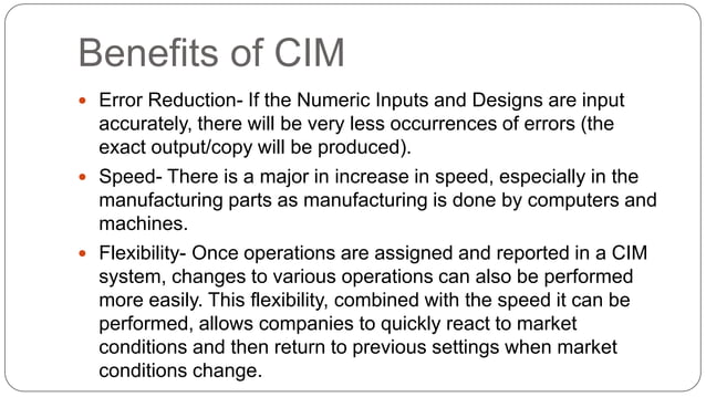 CIM Computer Integrated Manufacturing | PPTX