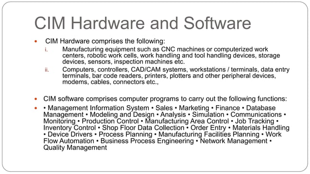CIM Computer Integrated Manufacturing | PPTX