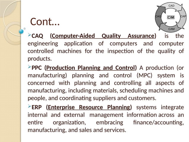 Computer integrated manufacturing in mechanical Engineering | PPTX