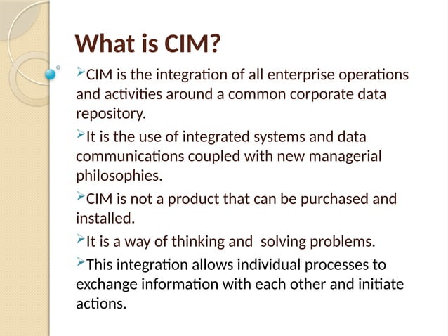 Computer integrated manufacturing in mechanical Engineering | PPTX
