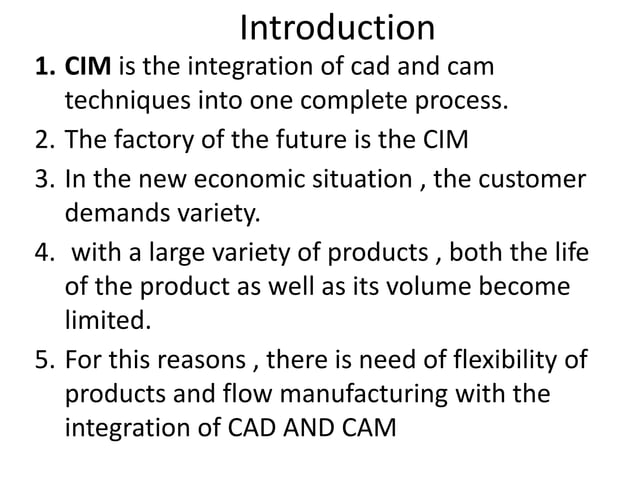 Computer integrated manufacturing | PPTX