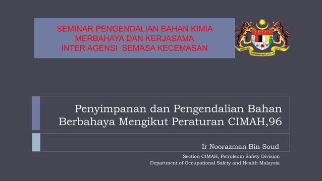 CHEMICAL INDUSTRY IN MALAYSIA-CIMAH.pptx | Injuries | Diseases and ...