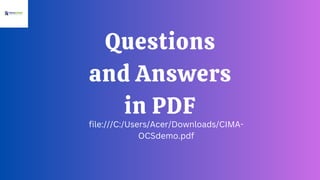 CIMA OCS Certification Exam Master Operational Case Studies | PPT