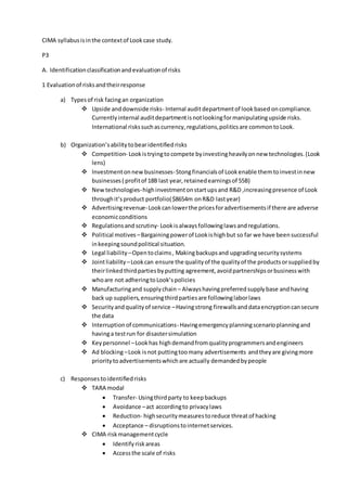 Cima syllabus is in the context of look : P3 Strategic case study 2015 ...