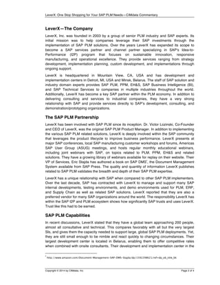 CIMdata Commentary: LeverX - SAP PLM Preferred Consulting Partner | PDF