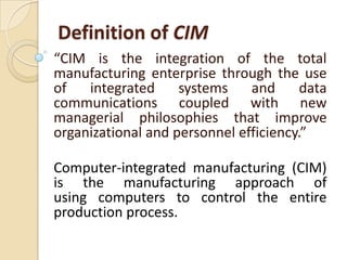 Computer Integrated Manufacturing | PPTX
