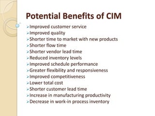 Computer Integrated Manufacturing | PPTX