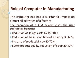 Computer Integrated Manufacturing | PPTX