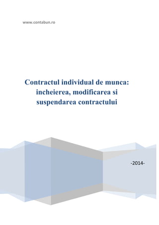 Contractul Individual de Munca 2014: model si info utile | PDF