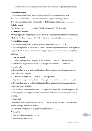 Contractul Individual de Munca 2014: model si info utile | PDF