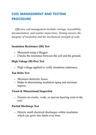 CIM internship report coil insulation and manufacturing | DOCX