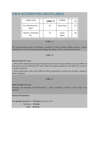 Cim lab manual (10 mel77) by mohammed imran | PDF