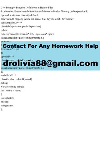 C++ Improper Function Definitions in Header FilesExplanation Ensu.pdf | Programming Languages ...