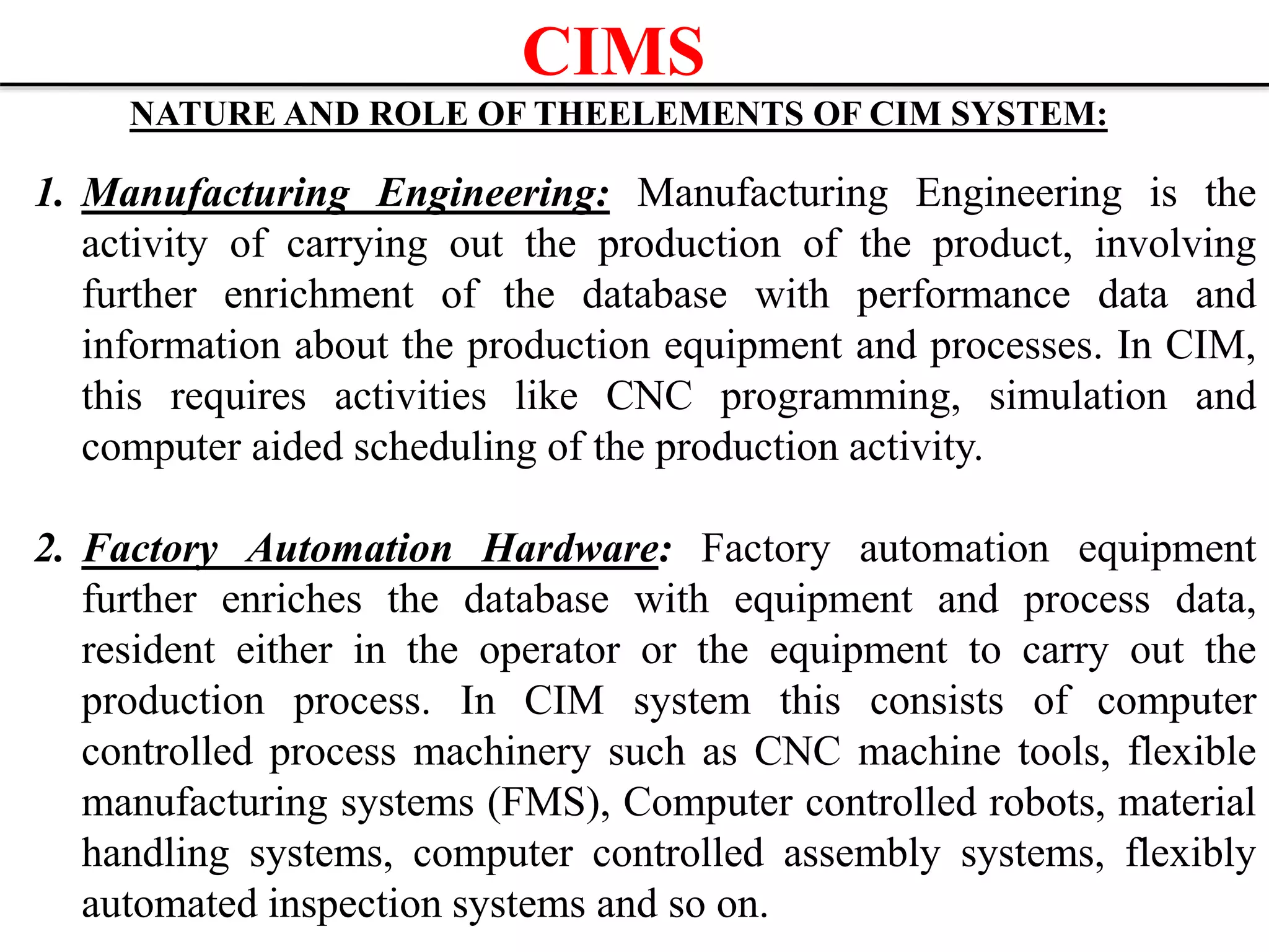 Computer Integrated Manufacturing System | PPTX