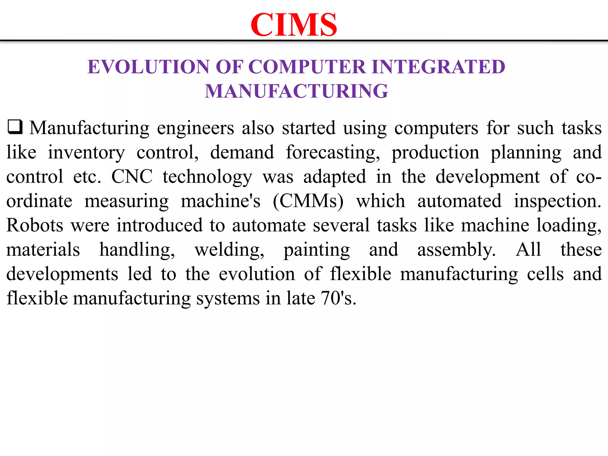 Computer Integrated Manufacturing System | PPTX