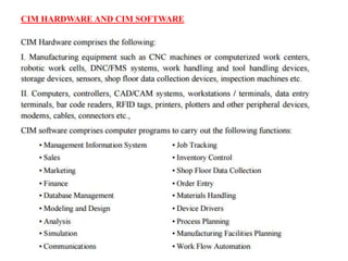 Computer Integrated Manufacturing System | PPTX
