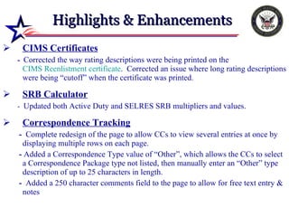 Cims summary of_changes | PPT