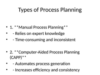 CIM, Computer Aided Process Planning (CAPP) | PPTX