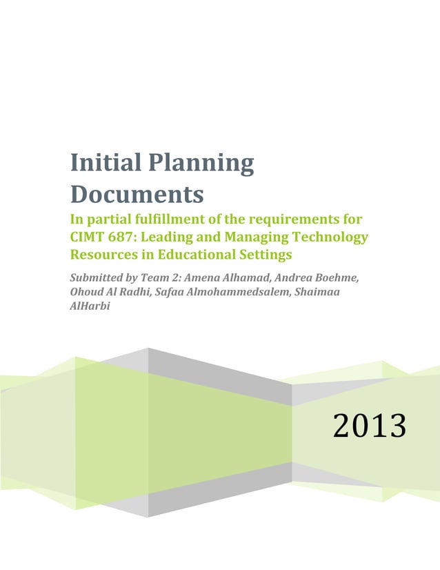 Cimt 687 initial planning documents | PDF
