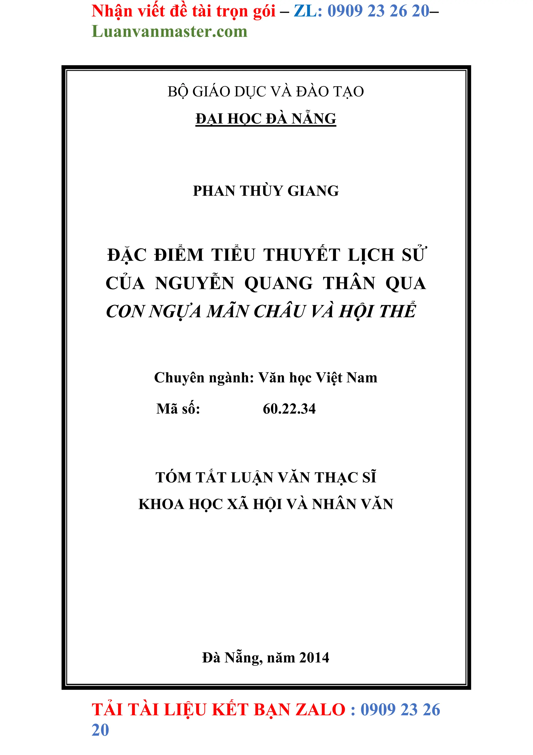 Đặc Điểm Tiểu Thuyết Lịch Sử Của Nguyễn Quang Thân Qua Con Ngựa Mãn Châu Và Hội Thể.doc