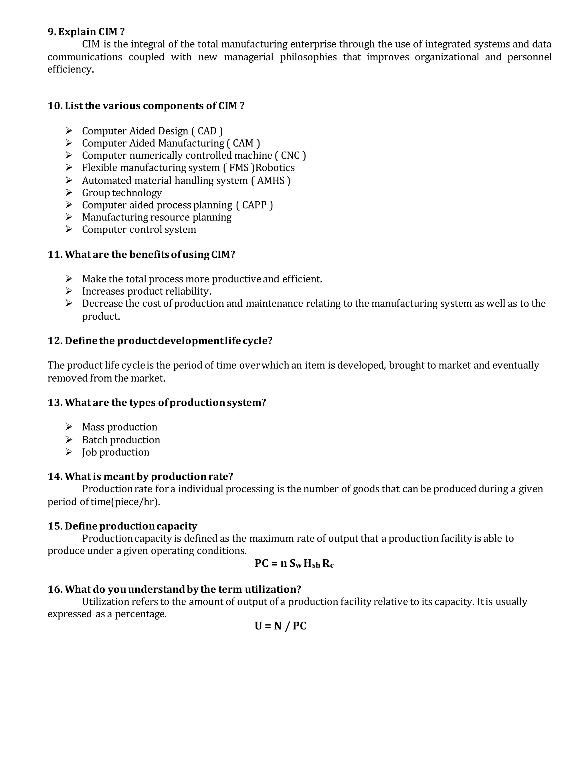 Cim unit i-2_marks | PDF