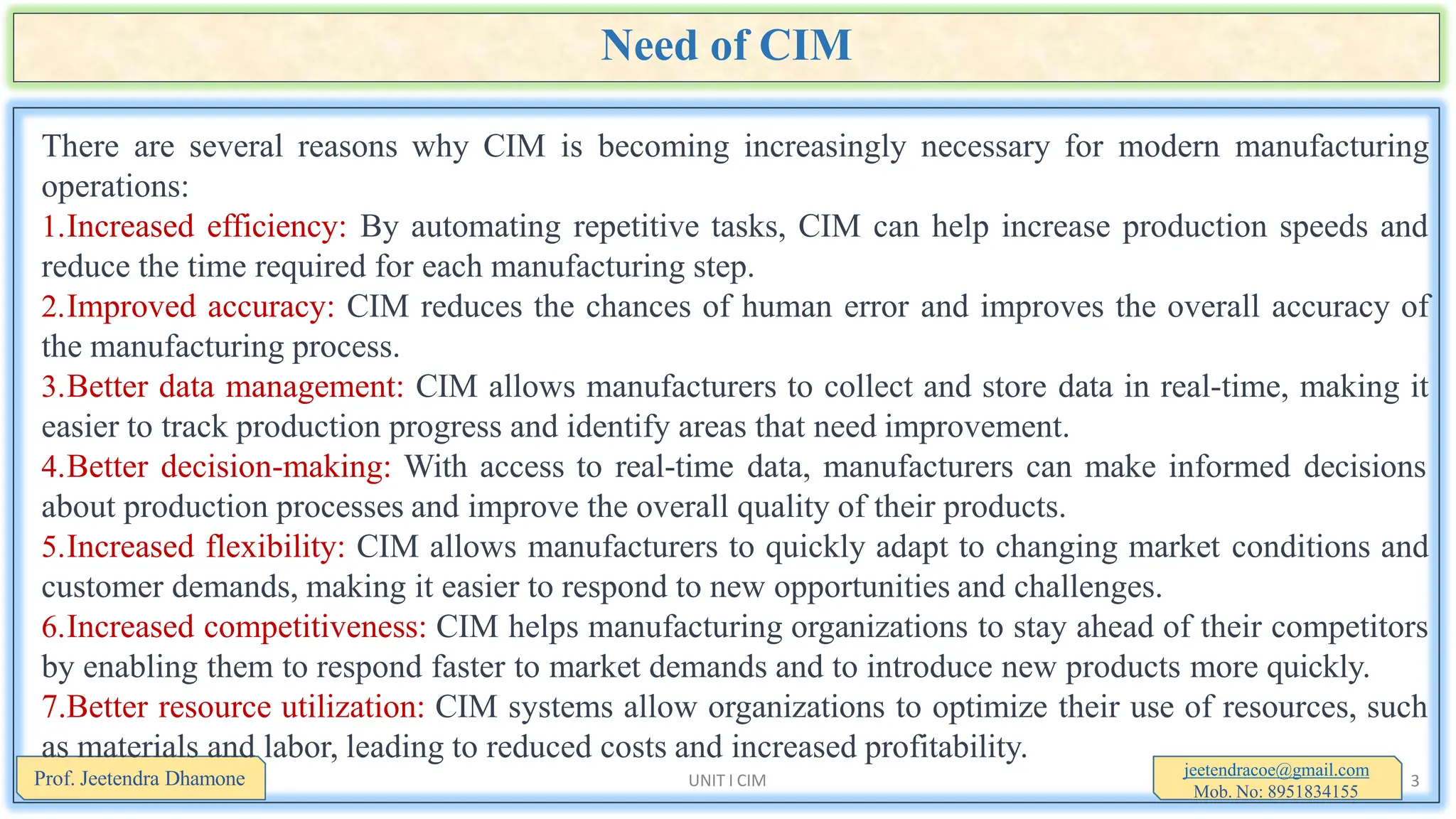 CIM UNIT I PPT.pptx COMPUTER INTEGRATED Manufacturing | PPTX