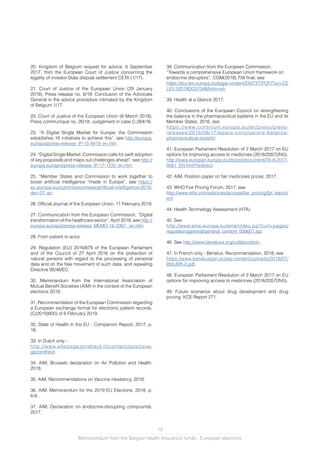 CIN EUROPE - MEMORANDUM 2019 - EN | PDF