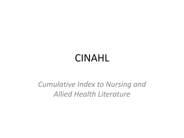 CINAHL Introduction | PDF