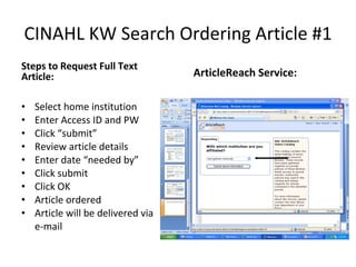 Cinahl Search Examples Ppt | PPT