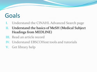 Cinahl Basics | PPTX