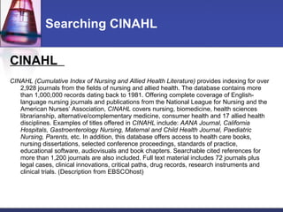 CINAHL Simple Keyword Search | PPT