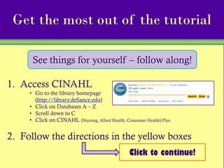 Cinahl tips & tricks | PPT