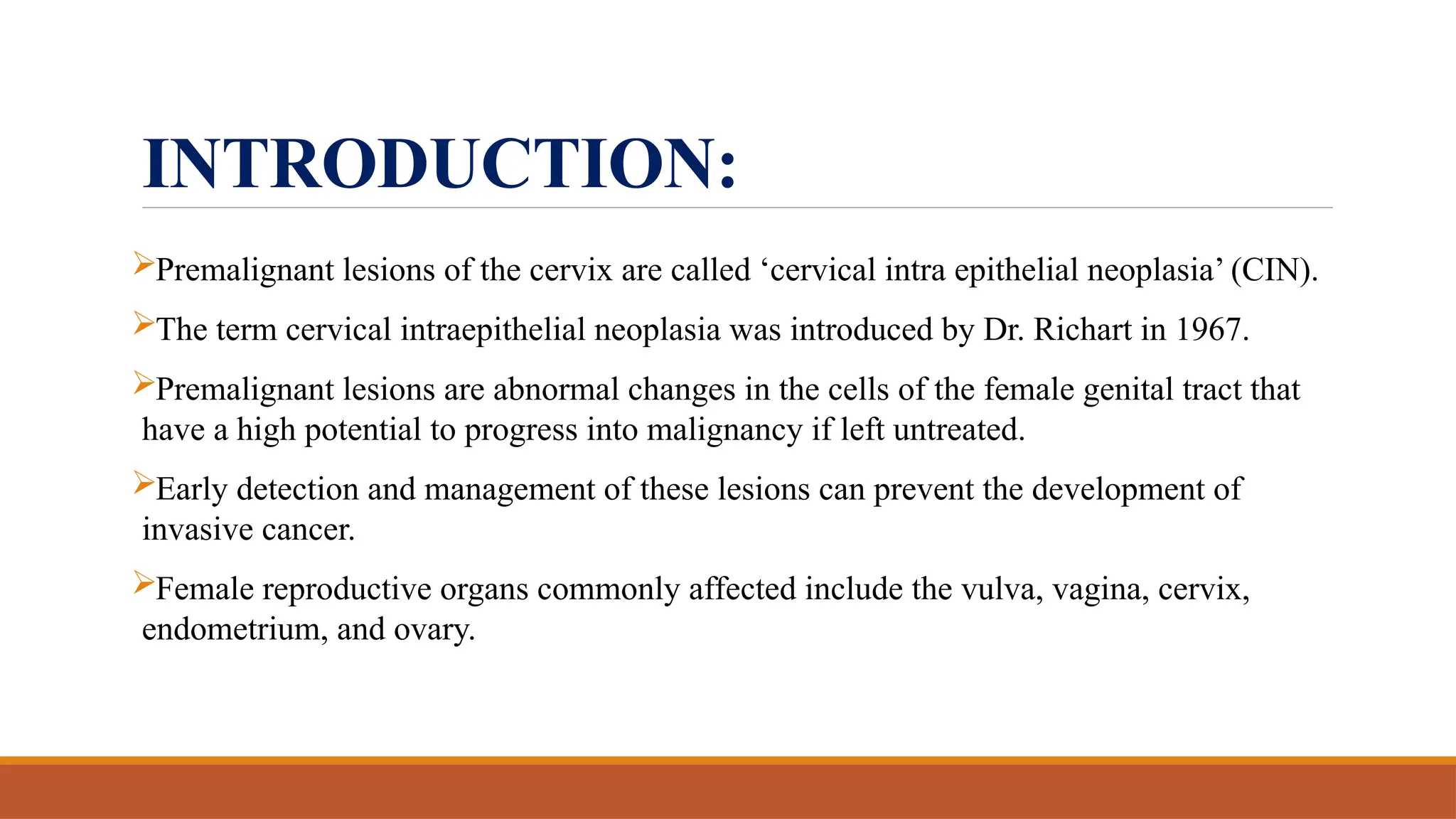 Premalingnant lesions of the cervix, CIN | PPTX